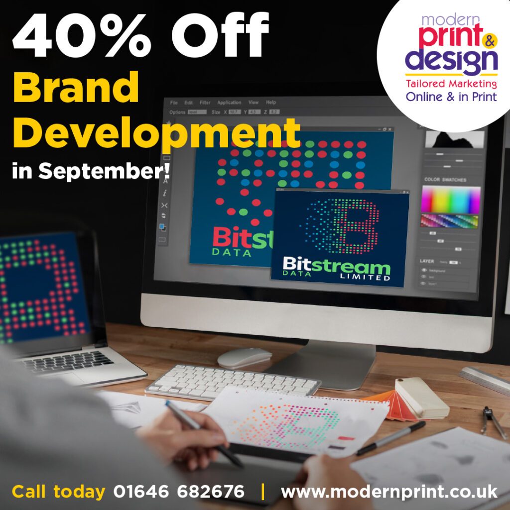 40% Off Brand Development in September | Tel 01646 682676.