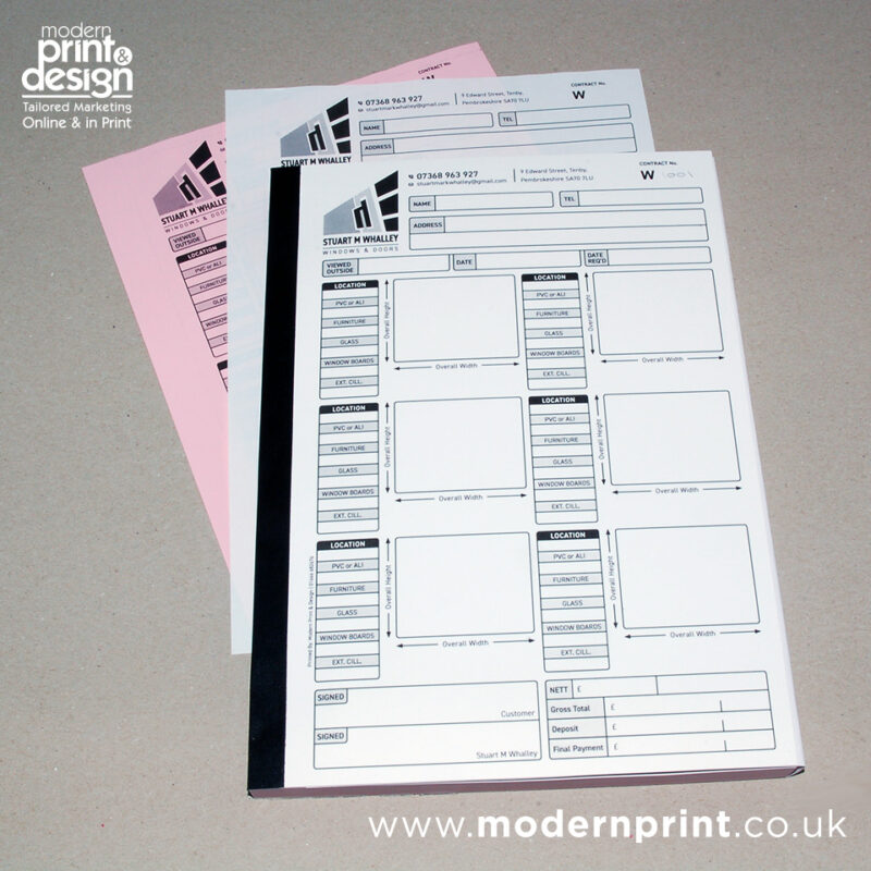 Window and Door Order Form Printers | Tel 01646 682676 - Call 01646 ...